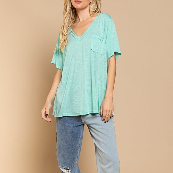 POL | Tops | Nwt Pol Basic And Soft Slub V Neckline Tee In Paradise ...